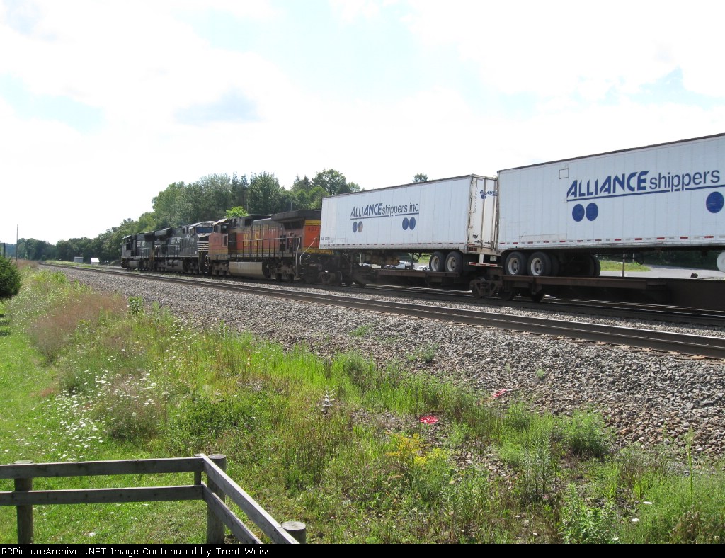 BNSF 4973 is on westbound pig train